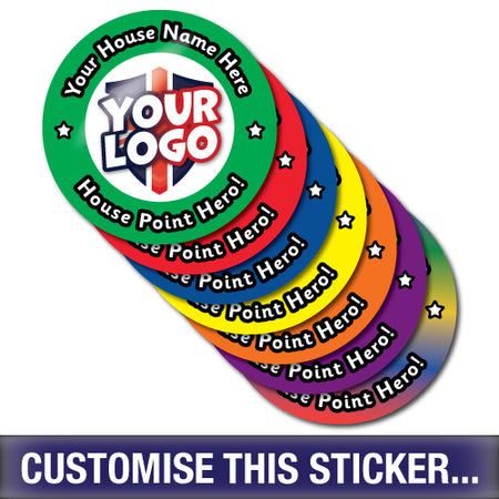 Personalised House Point Hero Custom Logo Stickers by School Badges UK
