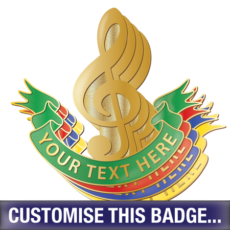 Personalised Music Clef Badge by School Badges UK